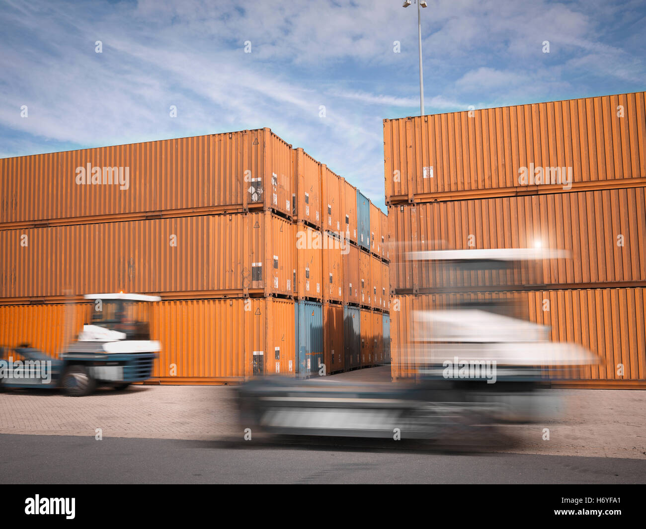 Port container trucks hi-res stock photography and images - Alamy