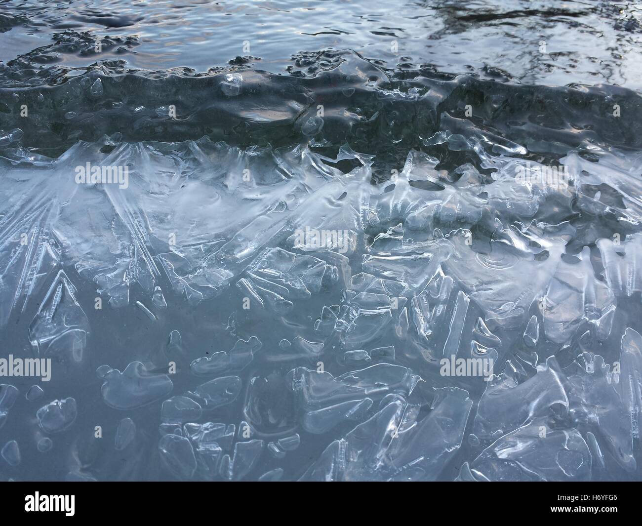 beautiful fresh water blue ice background in northern wilderness Stock ...