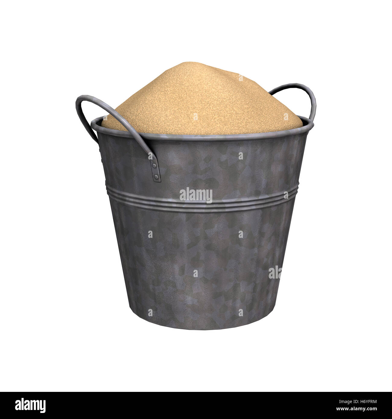 3D rendering of a pail of sand isolated on white background Stock Photo ...