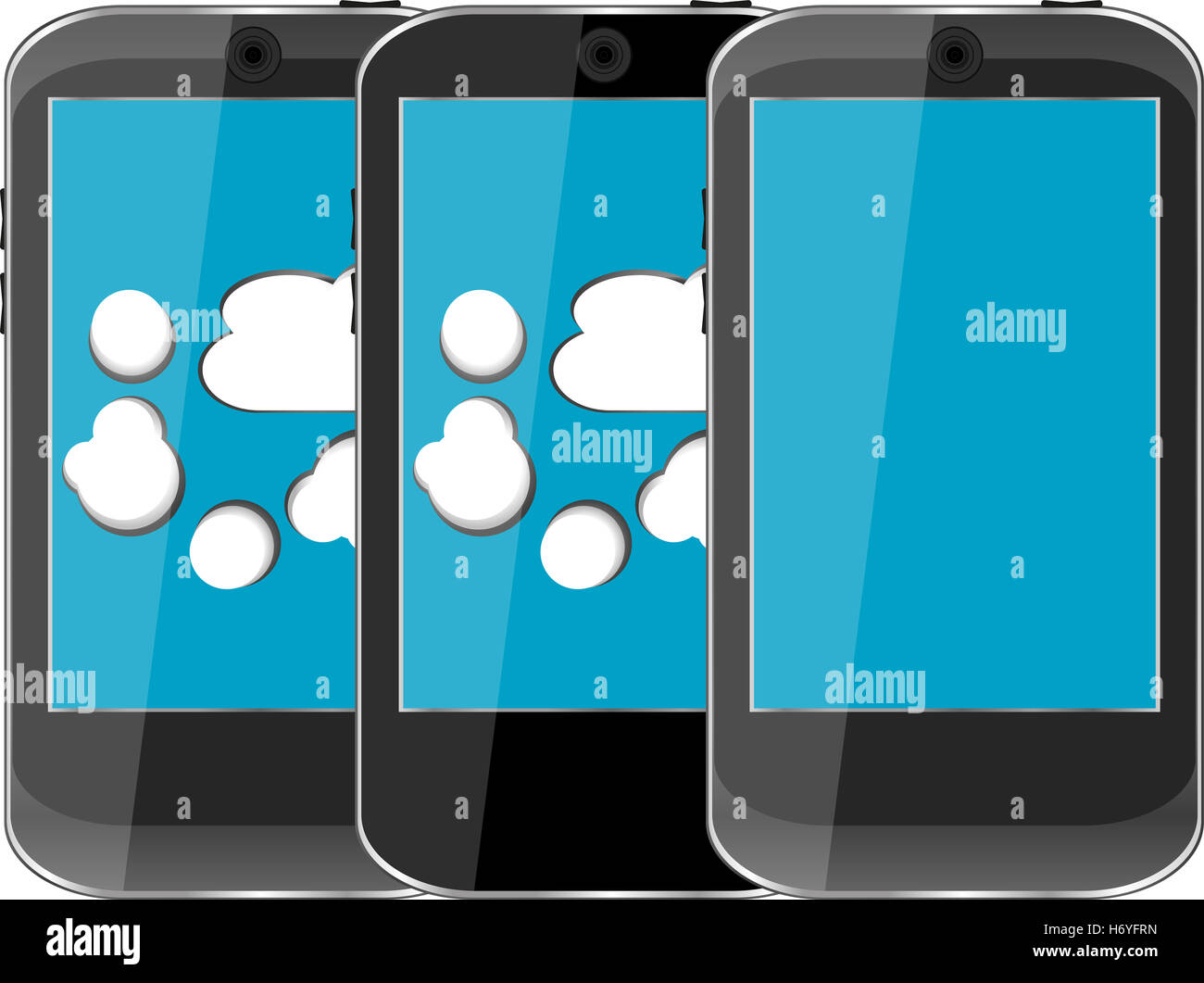 Smart phone set with cloud computing symbol on a screen Stock Photo - Alamy