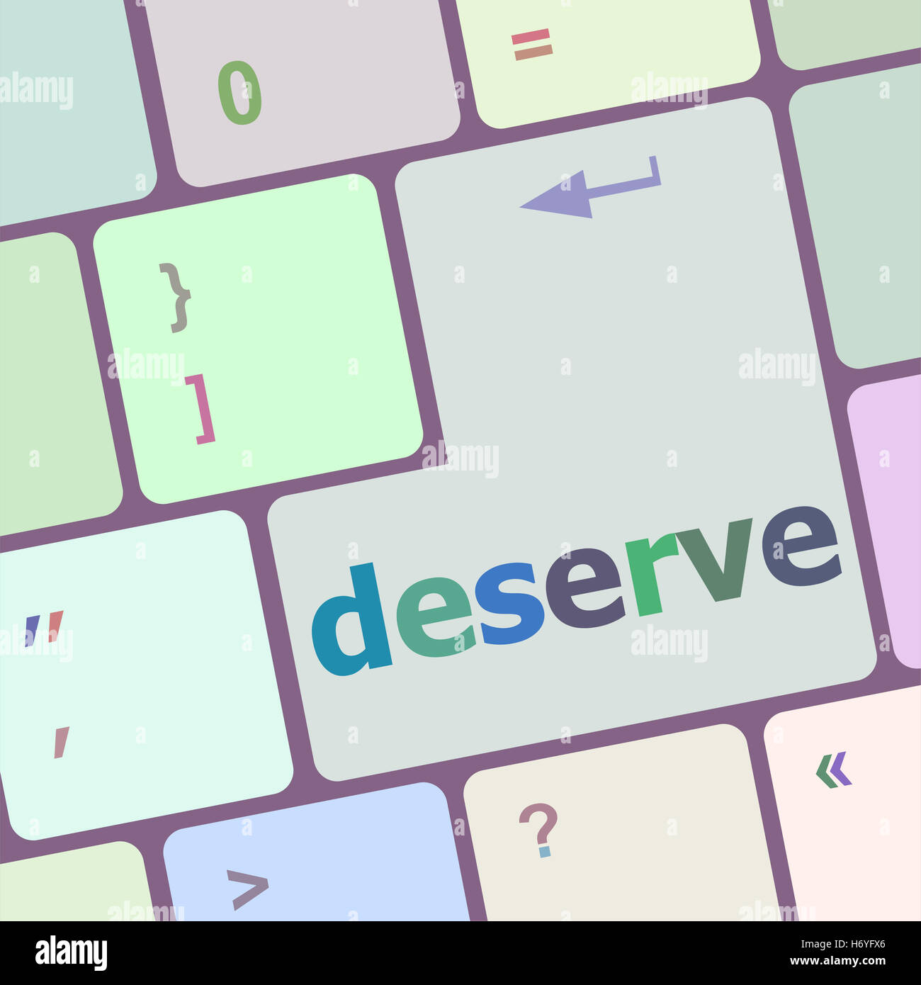 deserve word on keyboard key, notebook computer button Stock Photo - Alamy