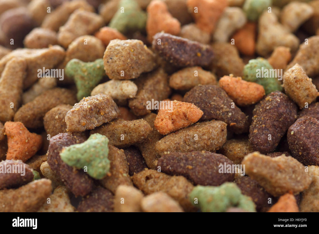 Mixed dry cat food on white surface Stock Photo - Alamy