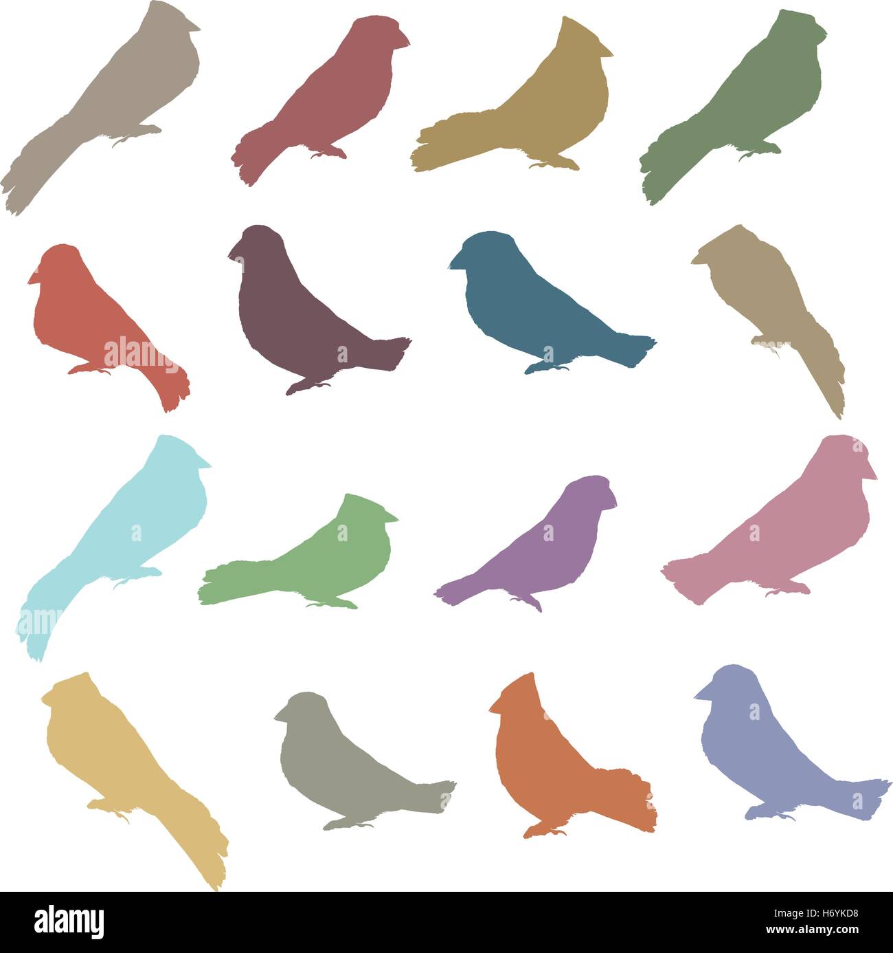 Vector Silhouette Bird Color Collection Stock Vector Image & Art - Alamy