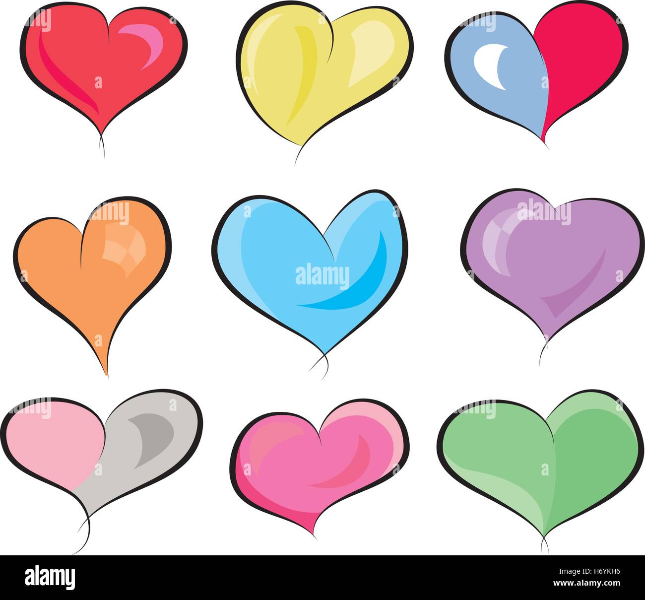Colorful Cartoon Vector Heart Abstracts Stock Vector Image & Art - Alamy