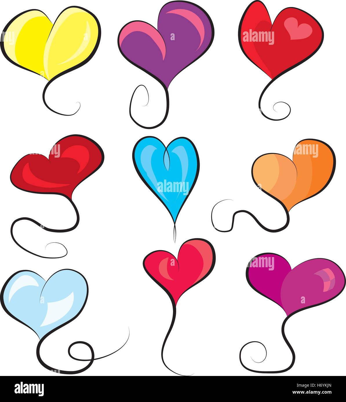 Colorful Cartoon Vector Heart Abstracts Balloon Shape Stock Vector ...