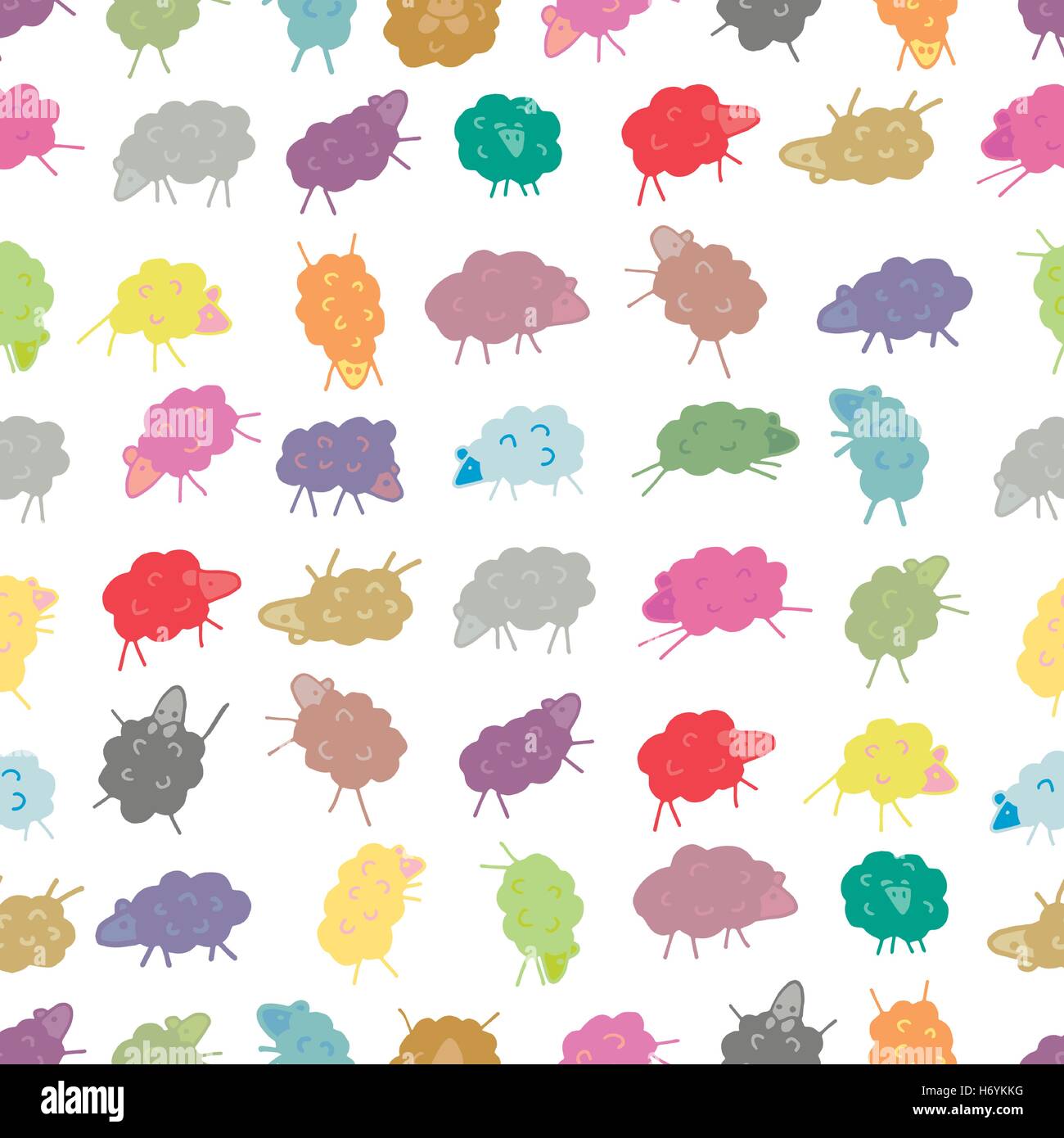 Pattern Illustration of Colorful Cartoon Cute Sheep Stock Vector Image ...