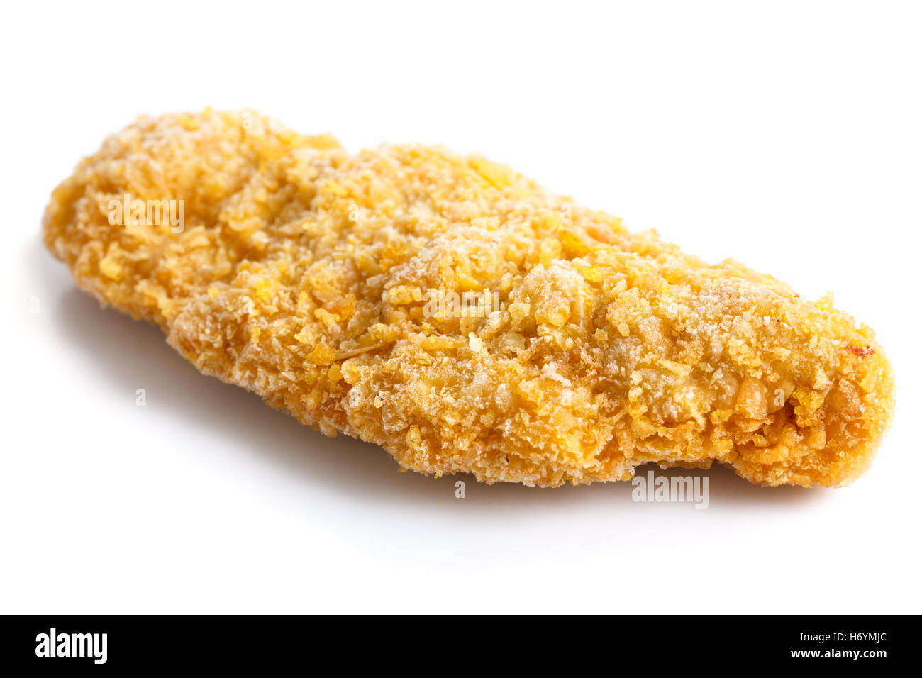 Single frozen bread crumbed chicken strip on white Stock Photo - Alamy