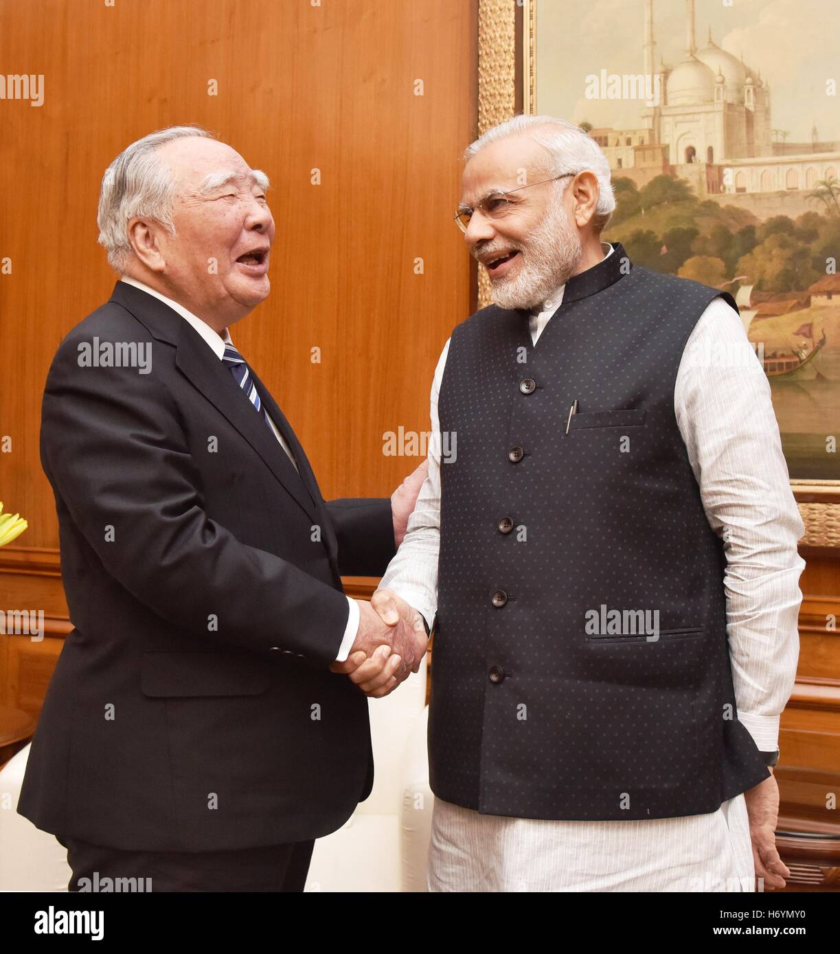 Indian Prime Minister Narendra Modi enjoys a laugh while meeting with ...
