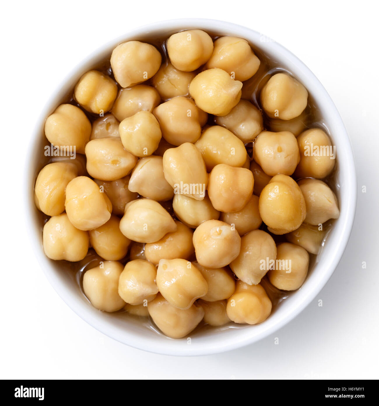 Cooked chickpeas in white bowl isolated on white from above Stock Photo ...