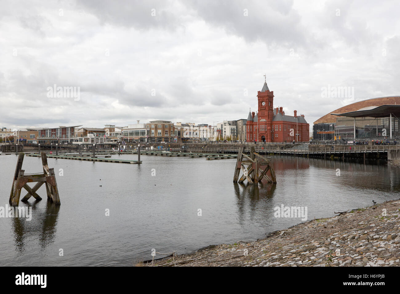 Cardiff bay waterfront on an overcast day Wales United Kingdom Stock ...