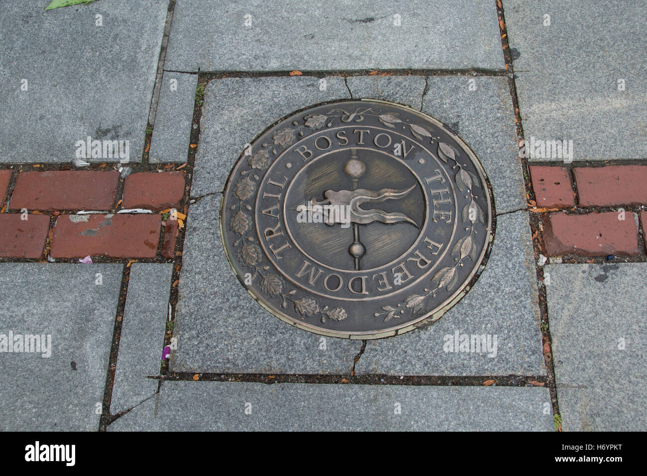 Massachusetts, Boston. Freedom Trail, sidewalk marker Stock Photo - Alamy