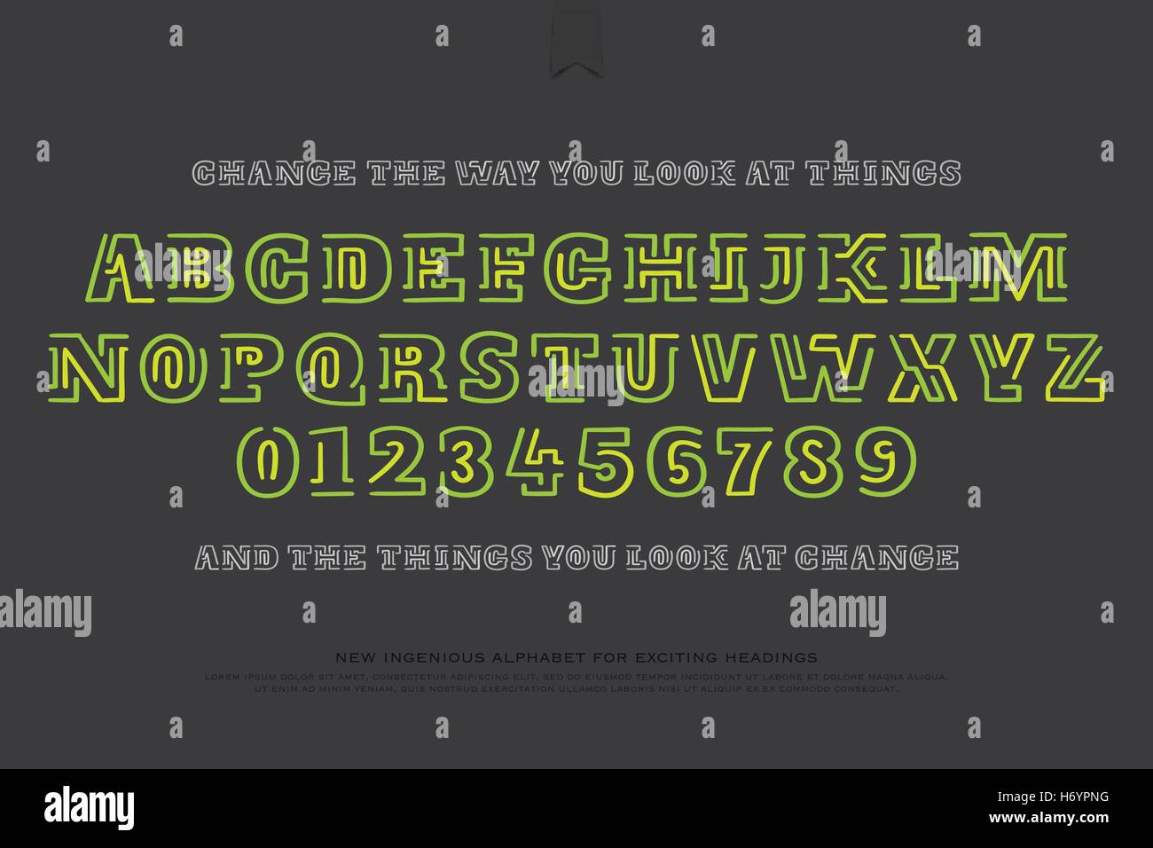 old style alphabet letters and numbers isolated on gray background ...