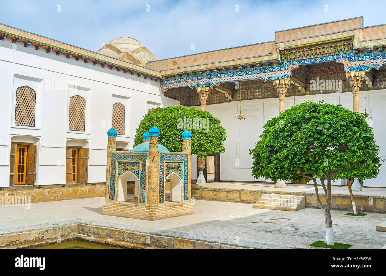 The pool, serving for the ritual ablutions and the tiny building of ...