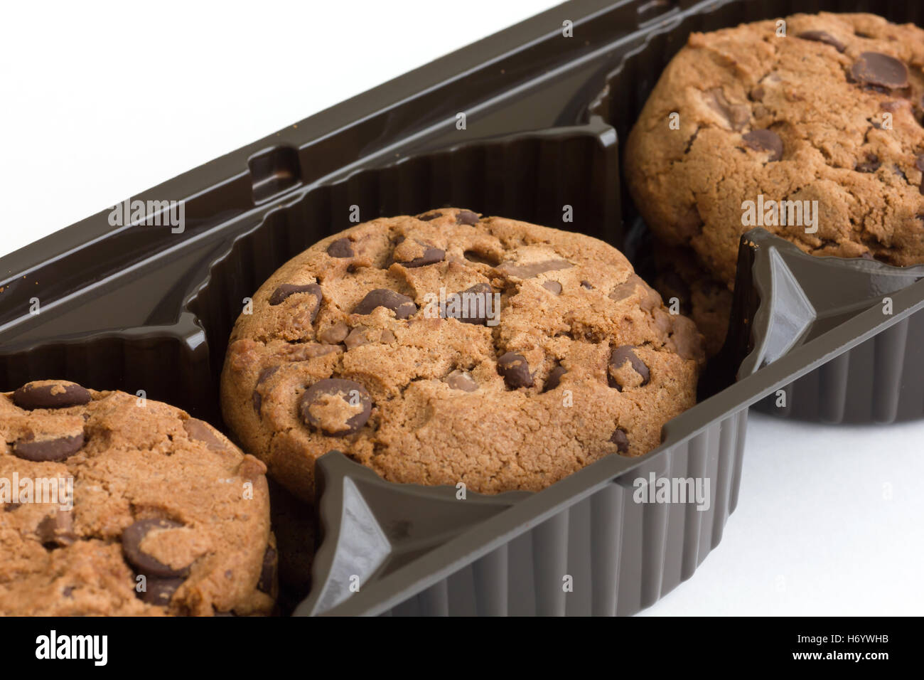 Commercial chocolate chip cookies in plastic tray Stock Photo - Alamy