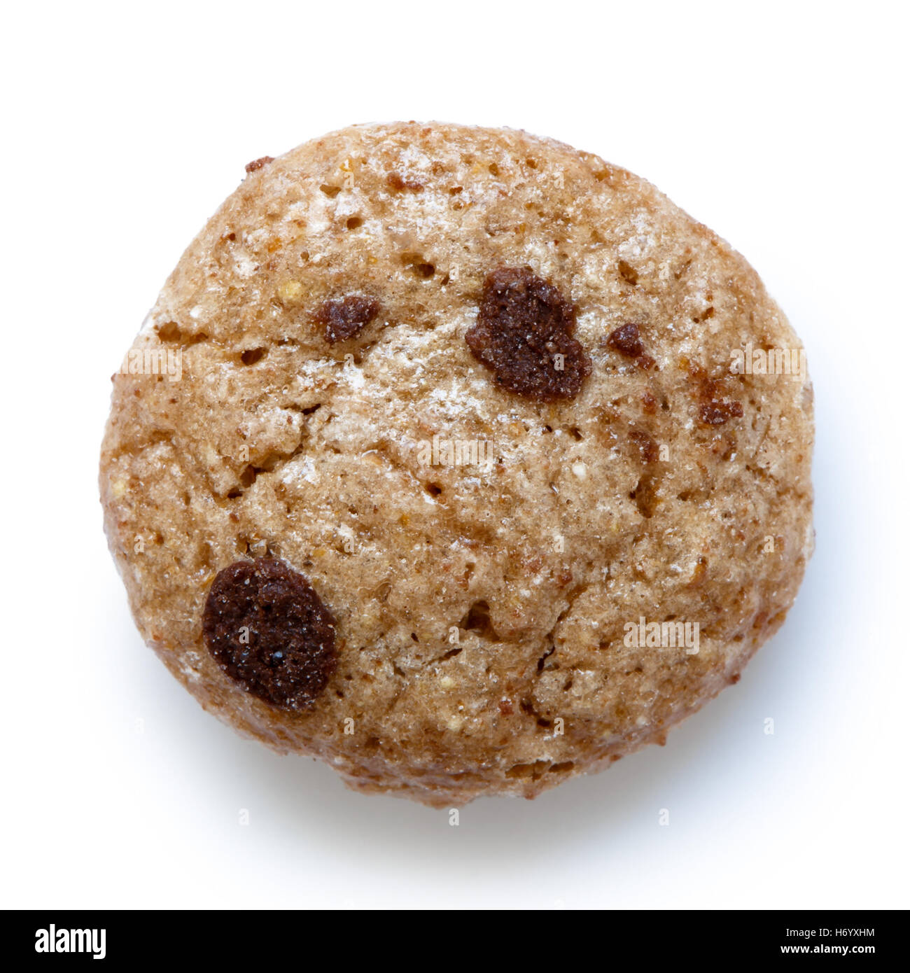 Single chocolate chip cookies cereal isolated on white from above Stock ...