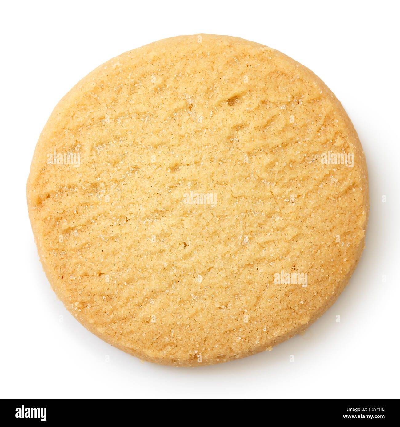 Single round shortbread biscuit isolated on white from above Stock ...