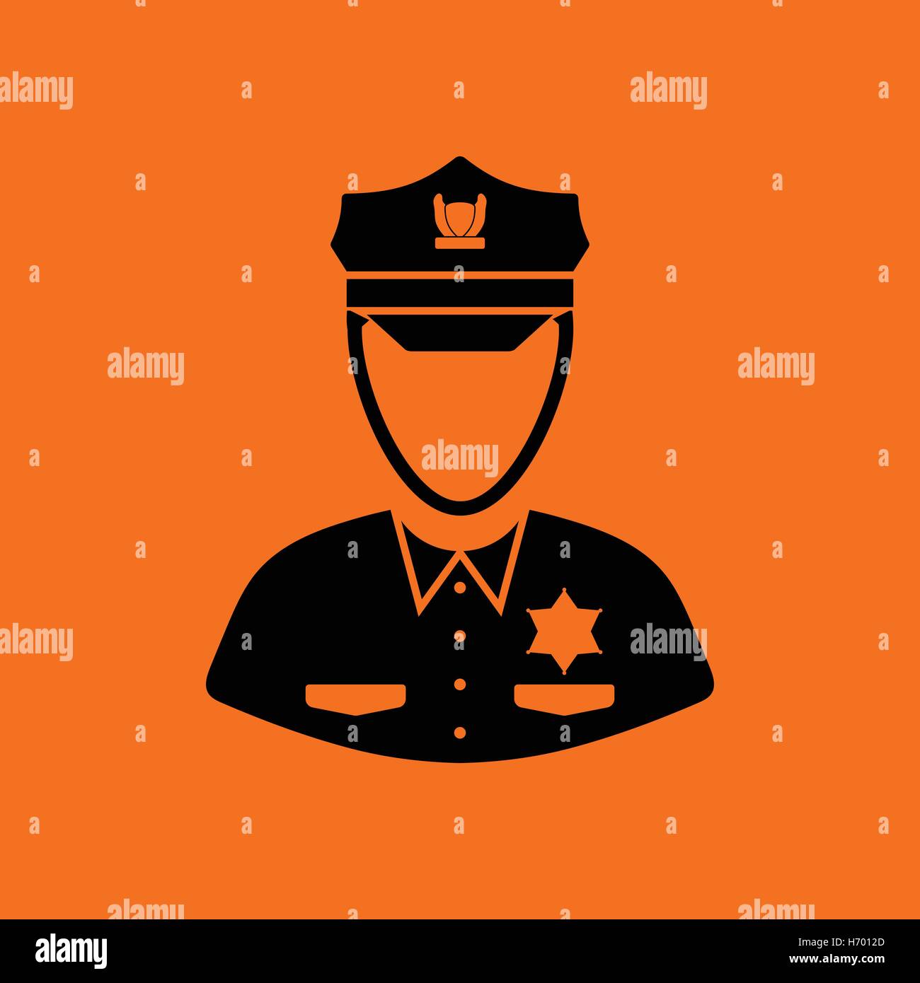 Policeman icon. Orange background with black. Vector illustration Stock ...