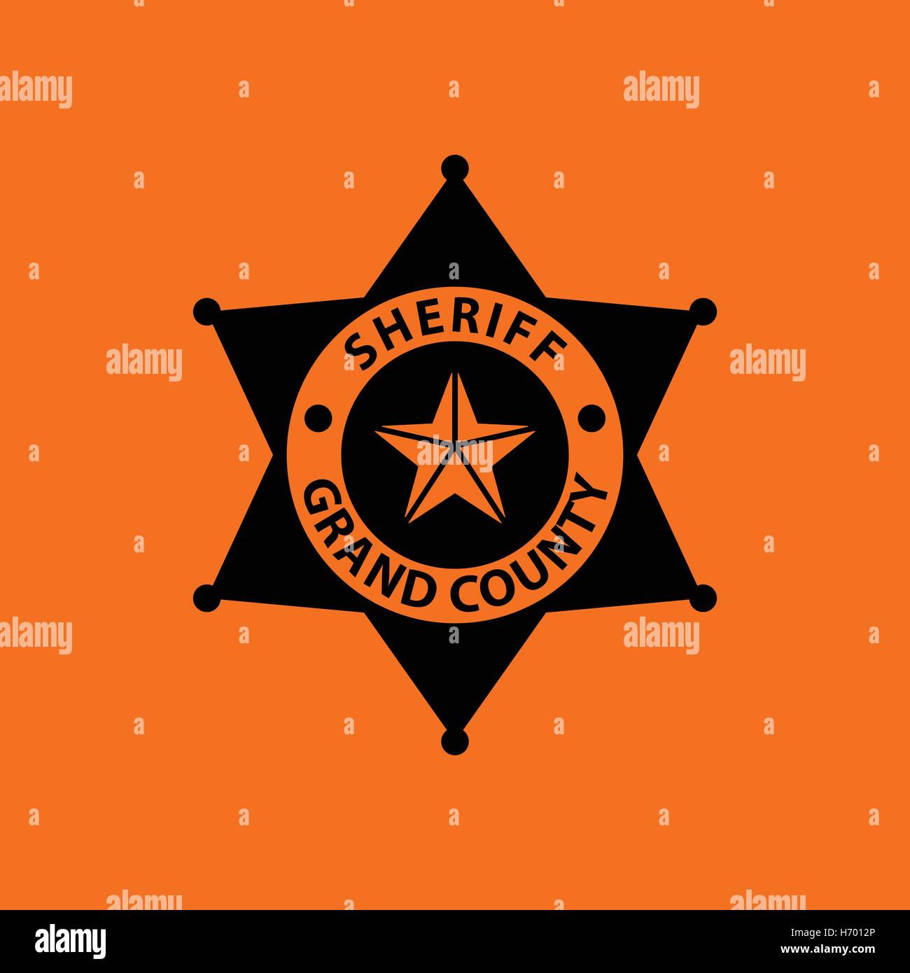Sheriff badge icon. Orange background with black. Vector illustration ...