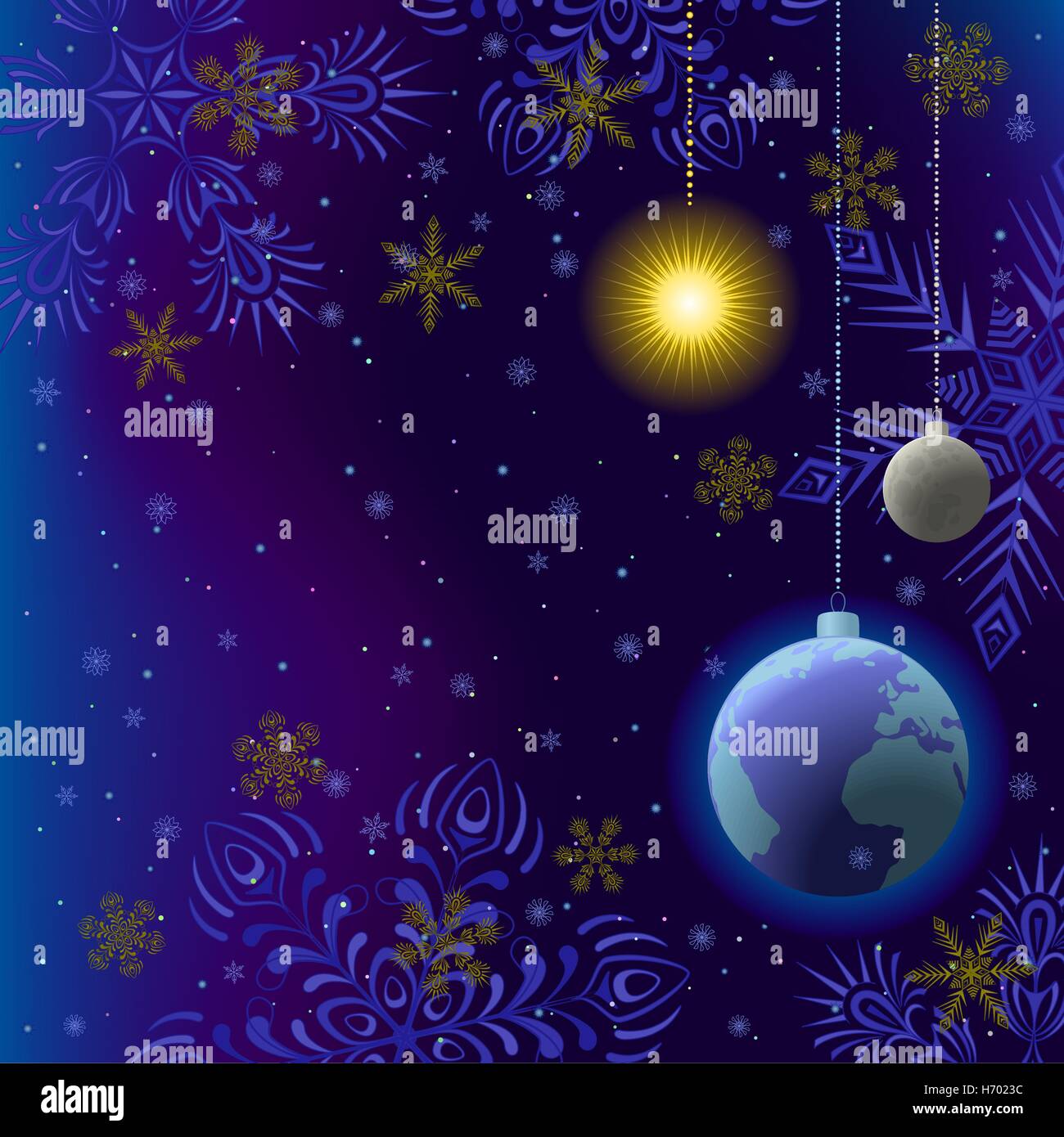 Christmas Background, Planet and Snow Stock Vector Image & Art - Alamy