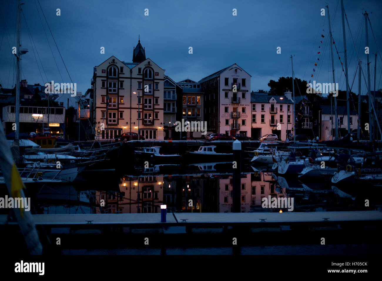 Buildings by night a long side the port Stock Photo - Alamy