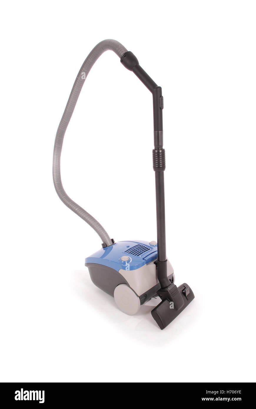 Blue vacuum cleaner isolated on white background with soft shadow Stock ...