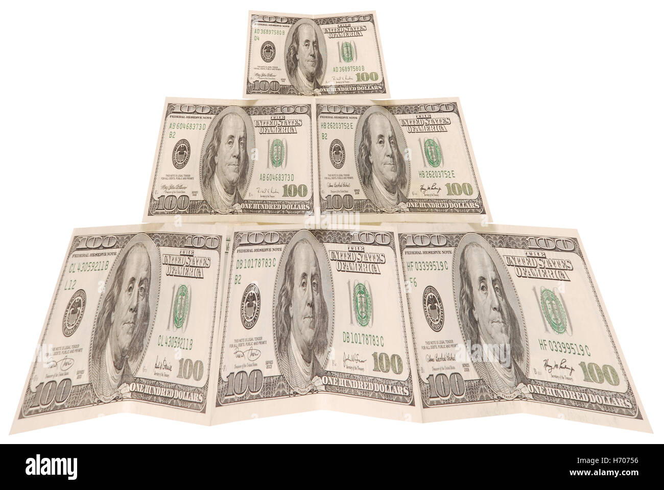pyramid made of dollar isolated on white background Stock Photo - Alamy