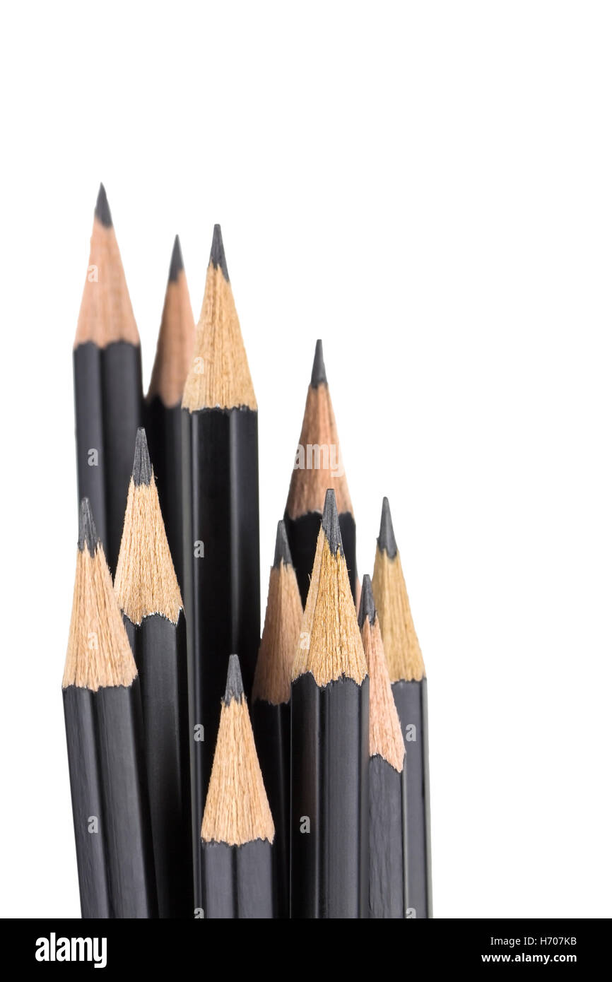 New sharp black pencils, isolated on white, with copy space Stock Photo ...