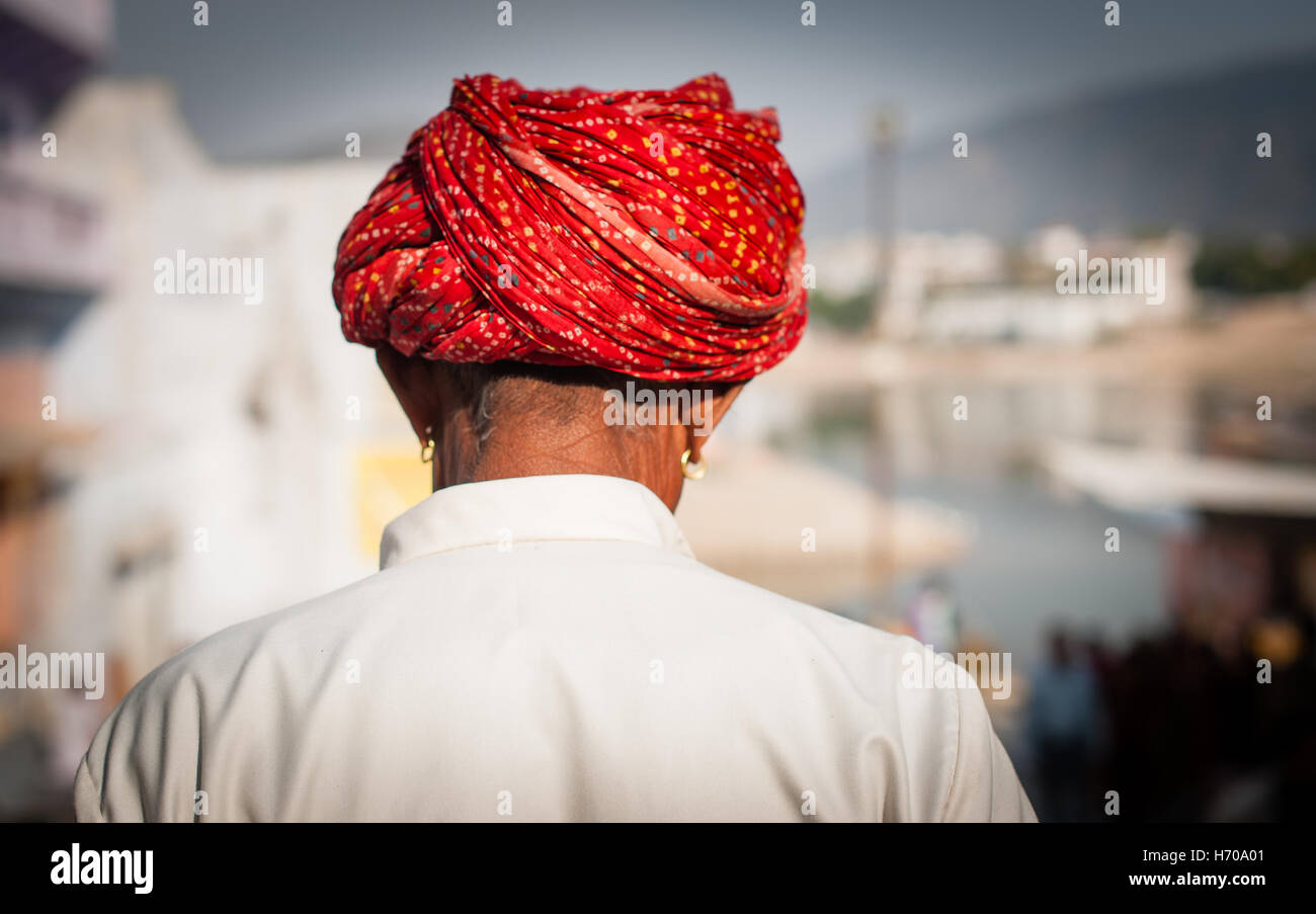 Rajasthani Red Turban Stock Photo - Alamy