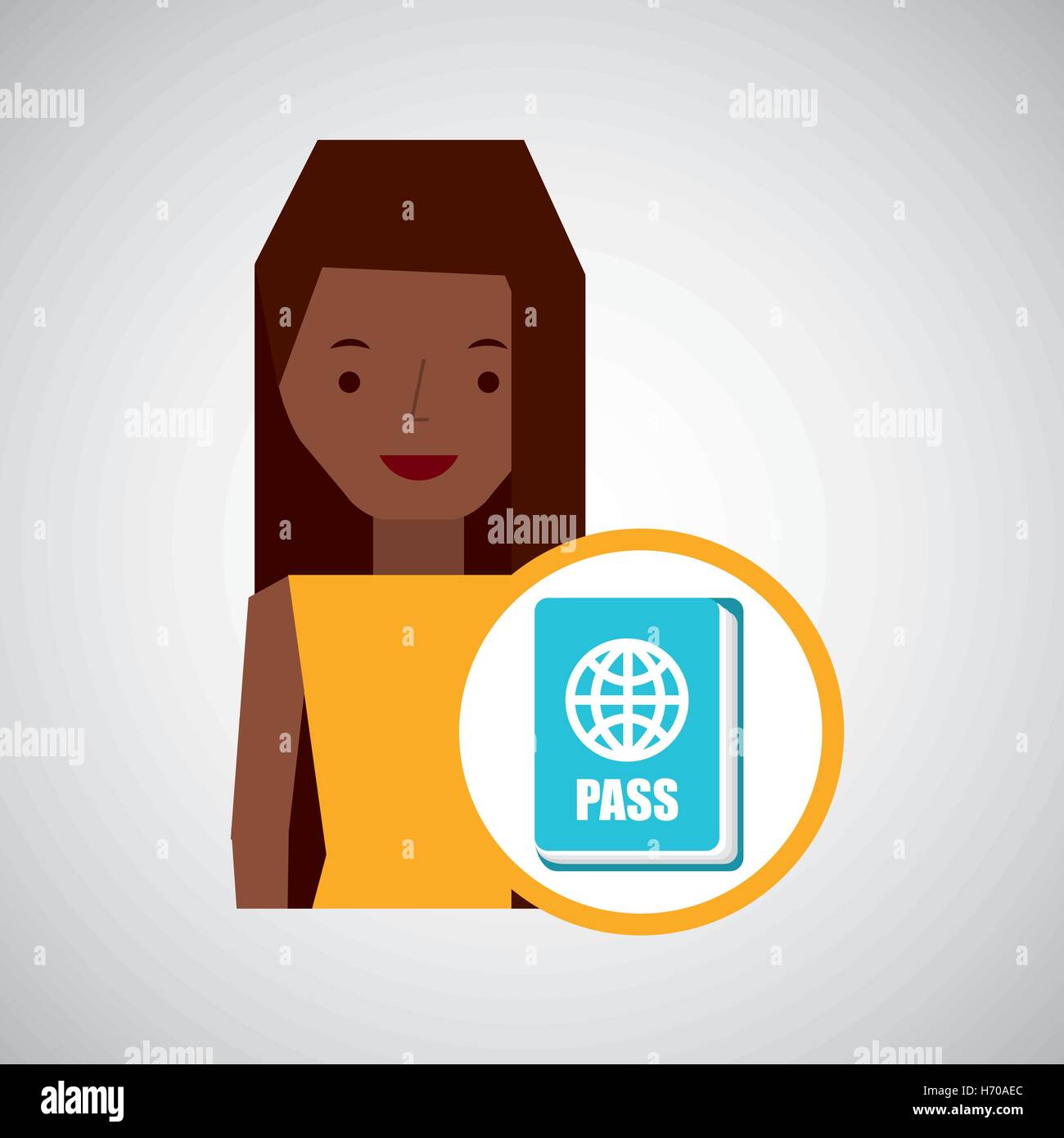 cartoon woman travel concept with passport id design, vector ...