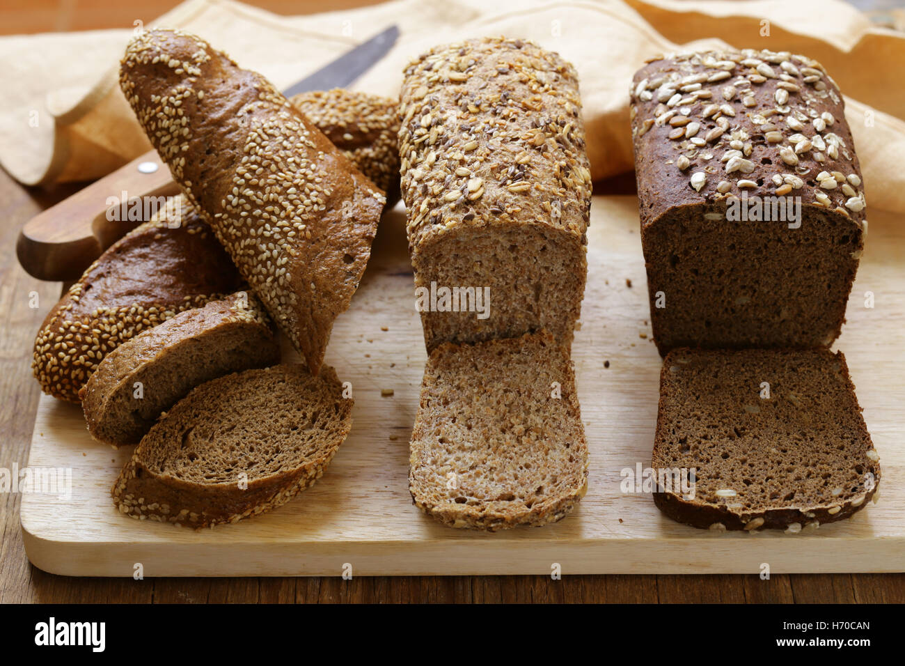 Natural organic bread made from whole wheat flour with the seeds Stock ...