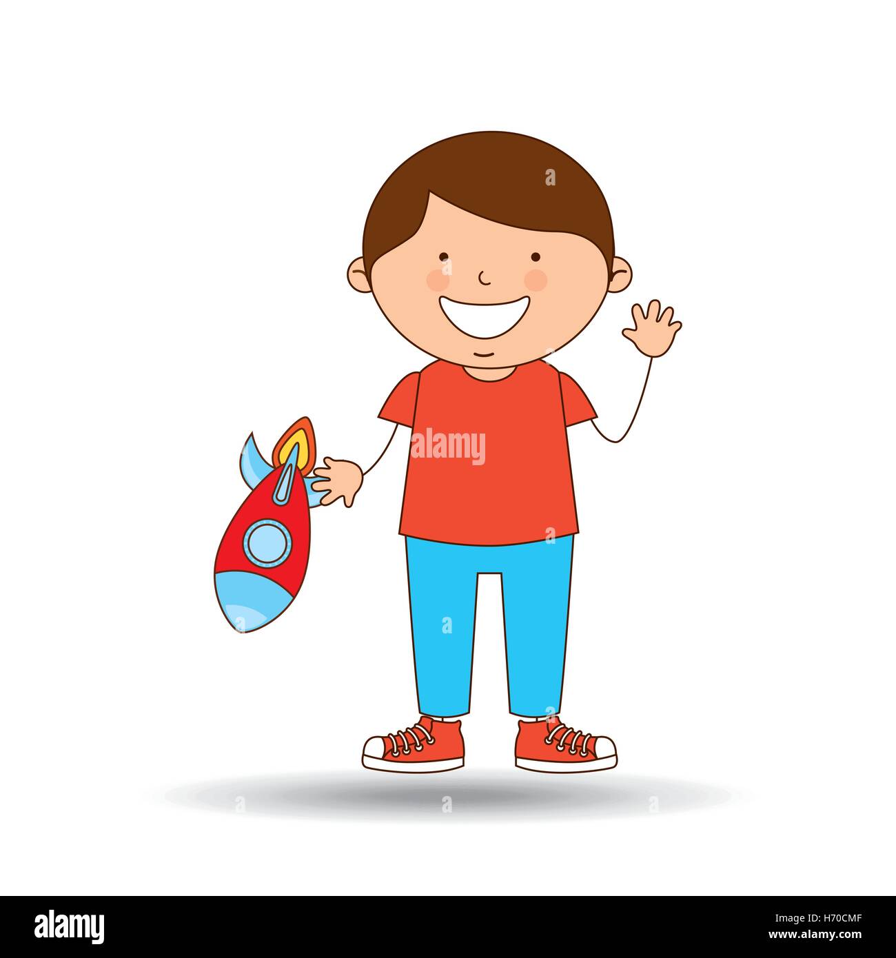 boy lovely smiling rocket graphic vector illustration eps 10 Stock ...