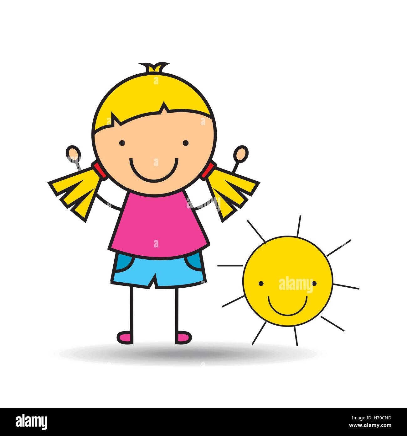 girl happy cartoon sun smlile vector illustration eps 10 Stock Vector ...