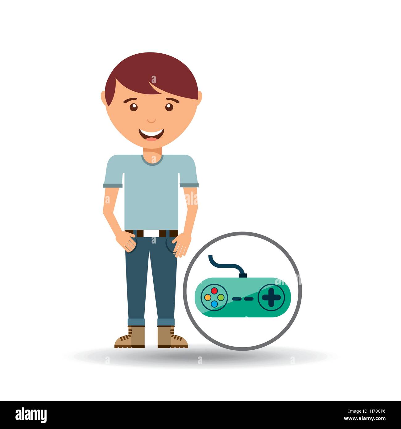 teen cartoon with console control design vector illustration eps 10 ...