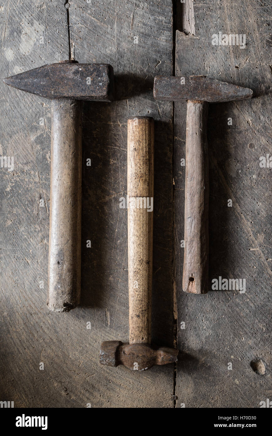 Three hummers on the old workshop table Stock Photo - Alamy