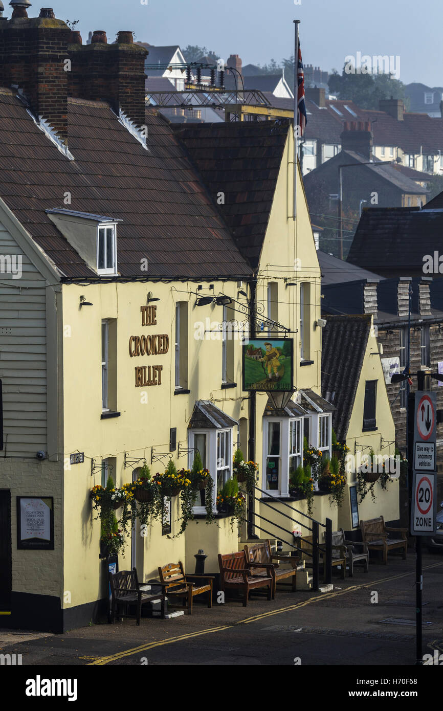 The Crooked Billet Pub in Old Leigh Stock Photo - Alamy