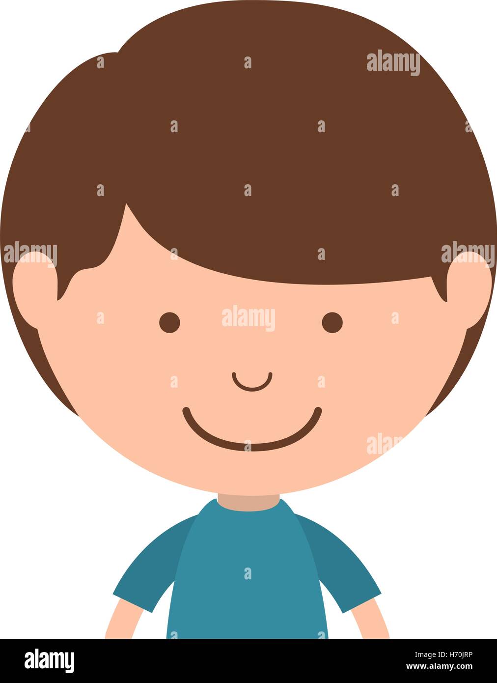 cartoon little boy smiling wearing blue t-shirt over white background ...