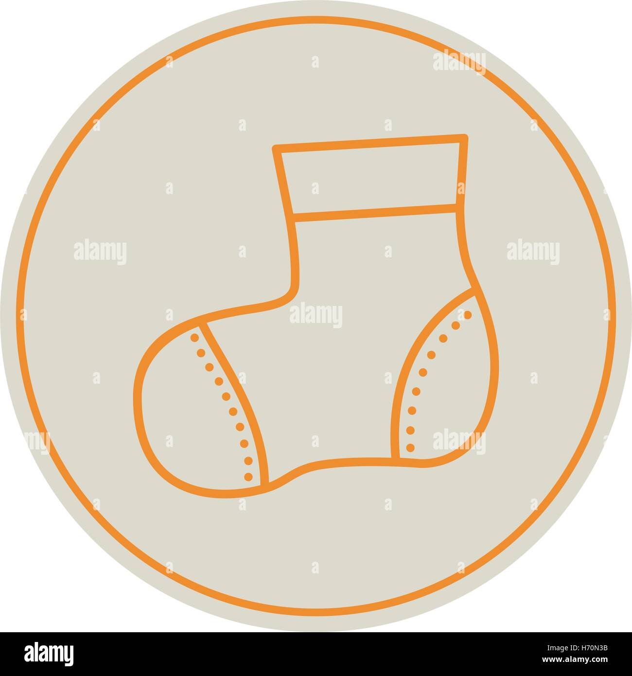 button with baby sock icon inside over white background. vector ...
