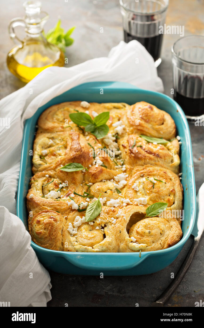 Cheese puff pastry rolls with herbs and feta cheese Stock Photo - Alamy