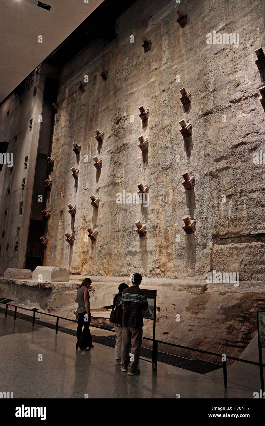 Part of the basement retaining wall from the former Twin Towers in the ...