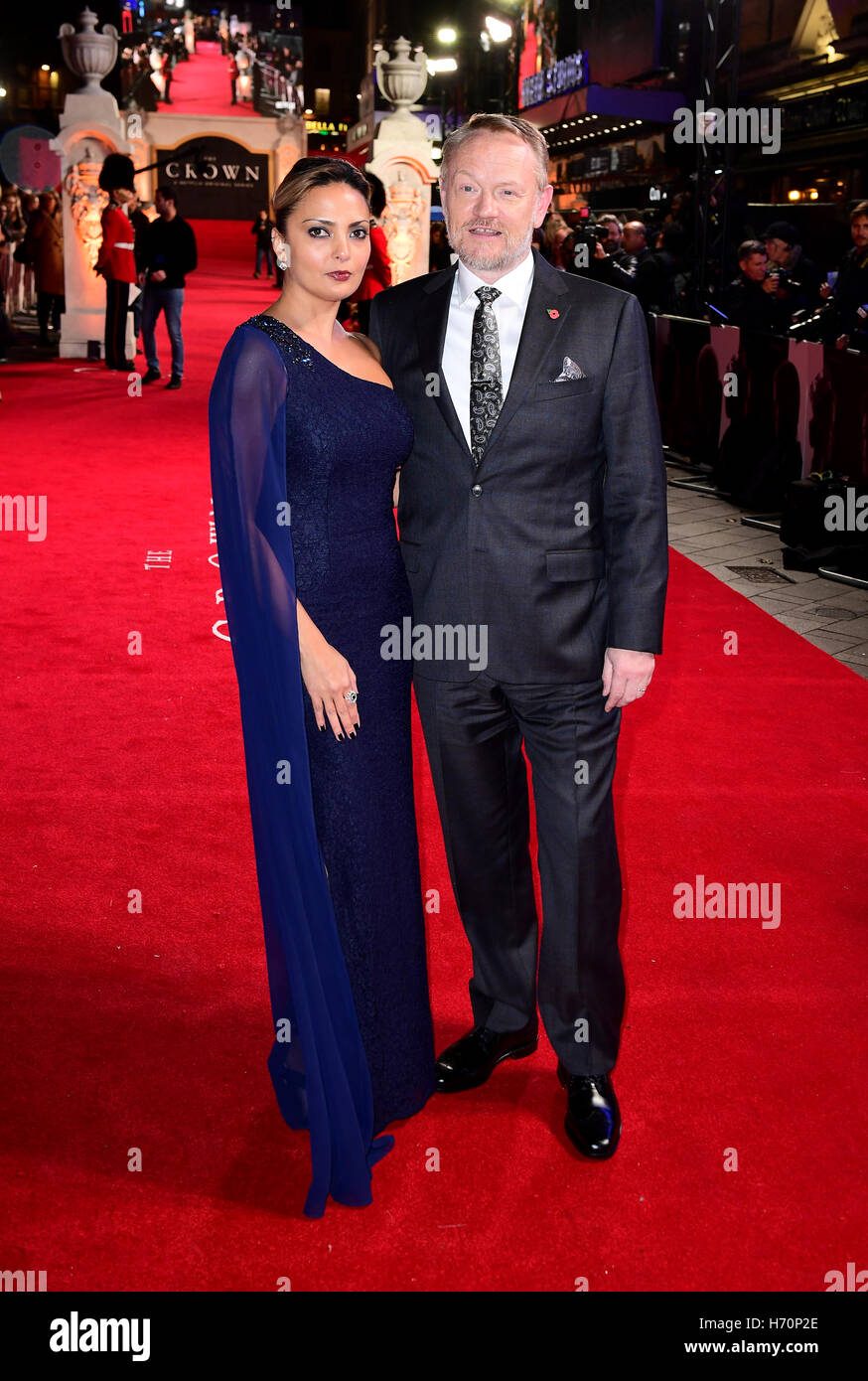 Jared Harris and Allegra Riggio attending the Crown Premiere at Odeon ...
