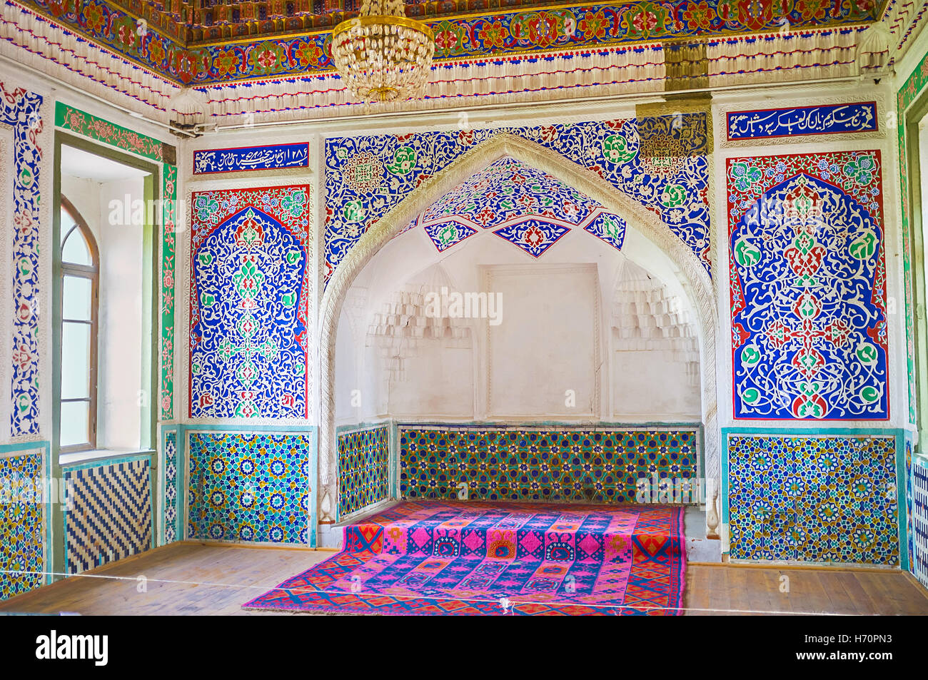 The interior of the Great Throne Room in Khudayar Khan Palace with the ...