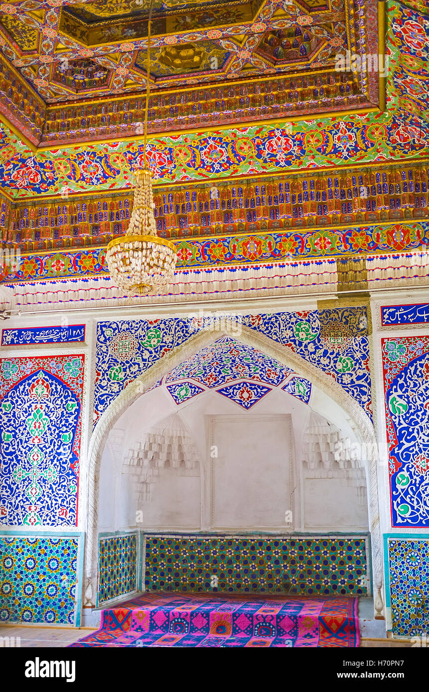 The Great Throne Room in Khudayar Khan Palace with the carved throne ...
