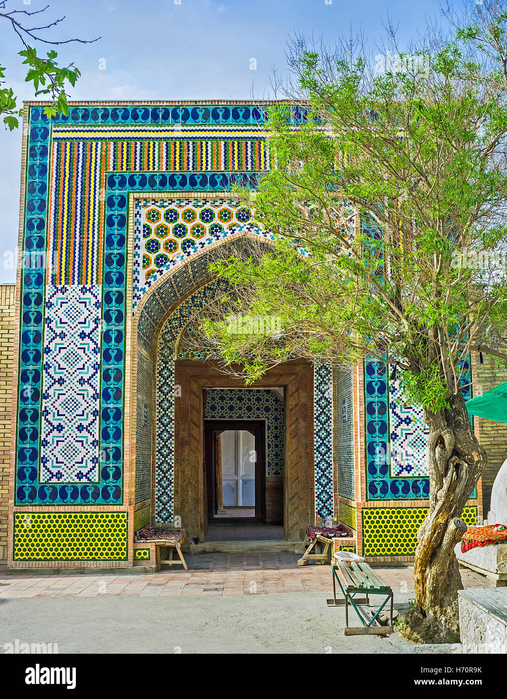 The colorful portal of Damoi Shakhon Burial Vault decorated with the ...