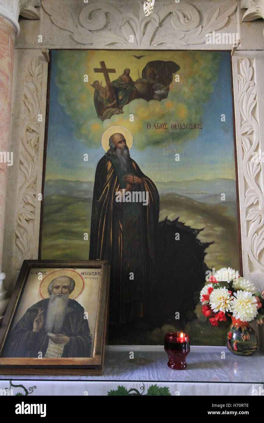 An icon at the Greek Orthodox Monastery of St. Theodosius Stock Photo ...