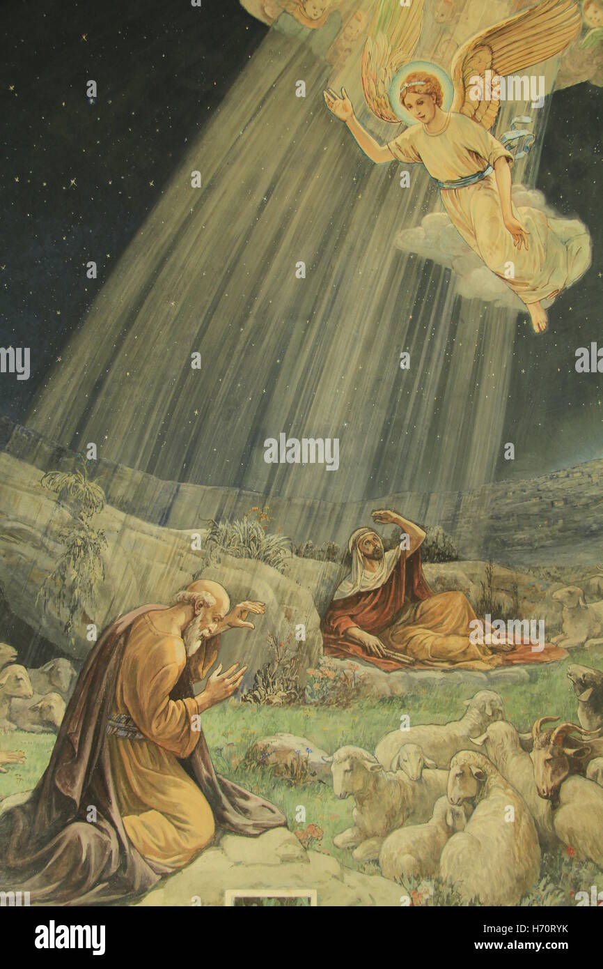 Beit Sahour, the Catholic Church at the Shepherds' Fields, a wall ...