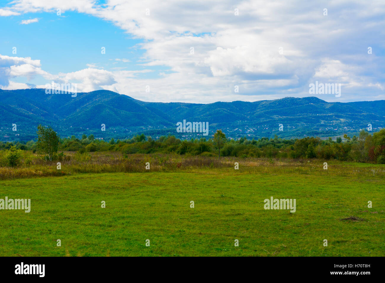 The landscape of fields and mountains in western Ukraine Stock Photo ...