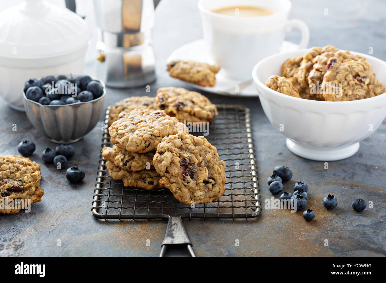 Healthy oatmeal cookies with dried fruits and nuts Stock Photo - Alamy
