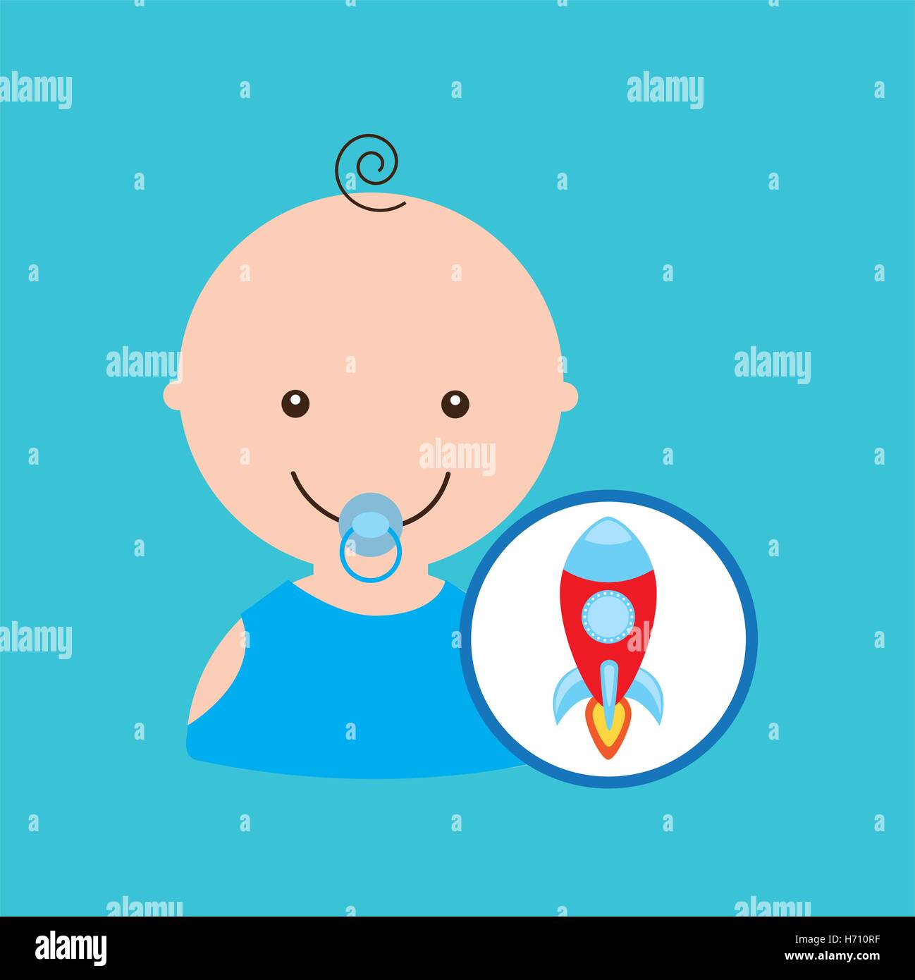 Child retro flying rocket Stock Vector Images - Alamy