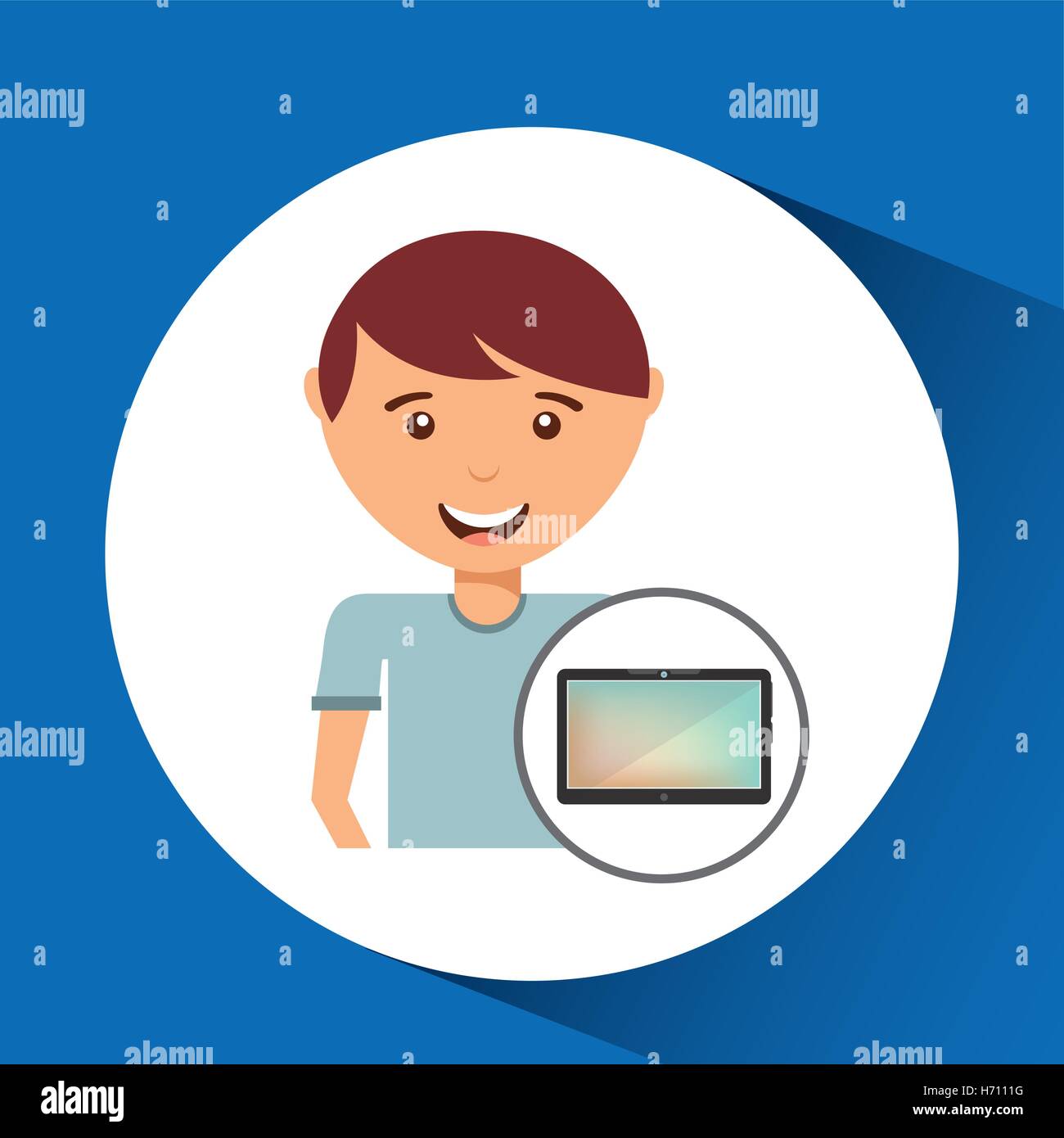 teen cartoon with tablet technology design vector illustration eps 10 ...