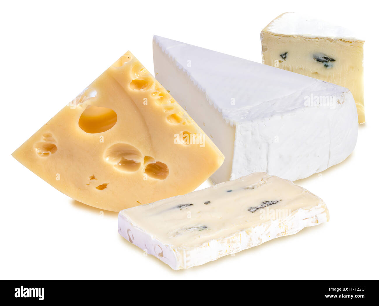 Various types of cheese isolated on white background Stock Photo - Alamy